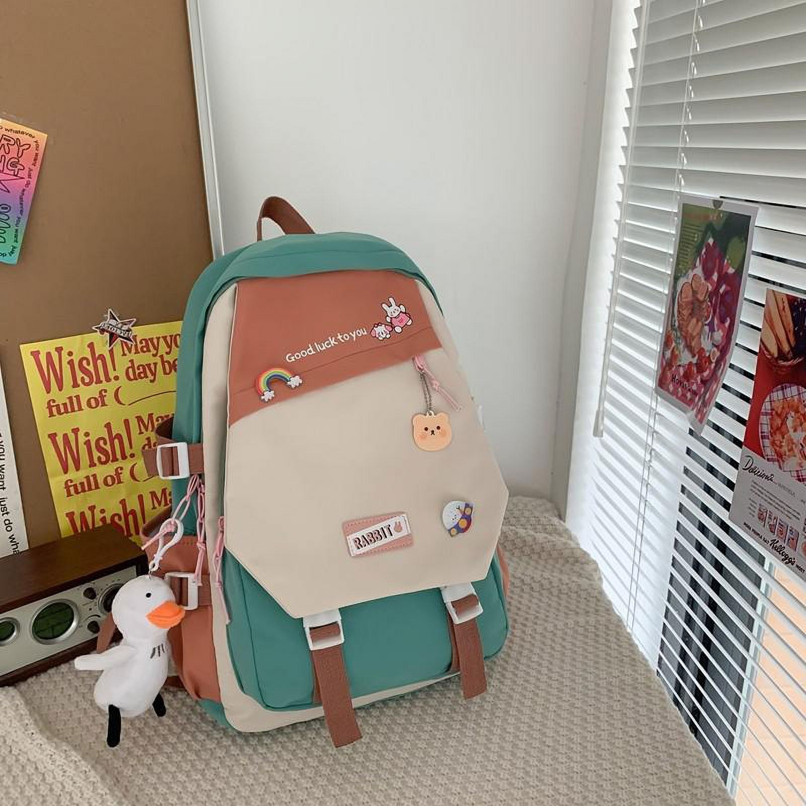 Summer New Women Backpack Trend Badge Student School Bag Kawaii Pendant ...