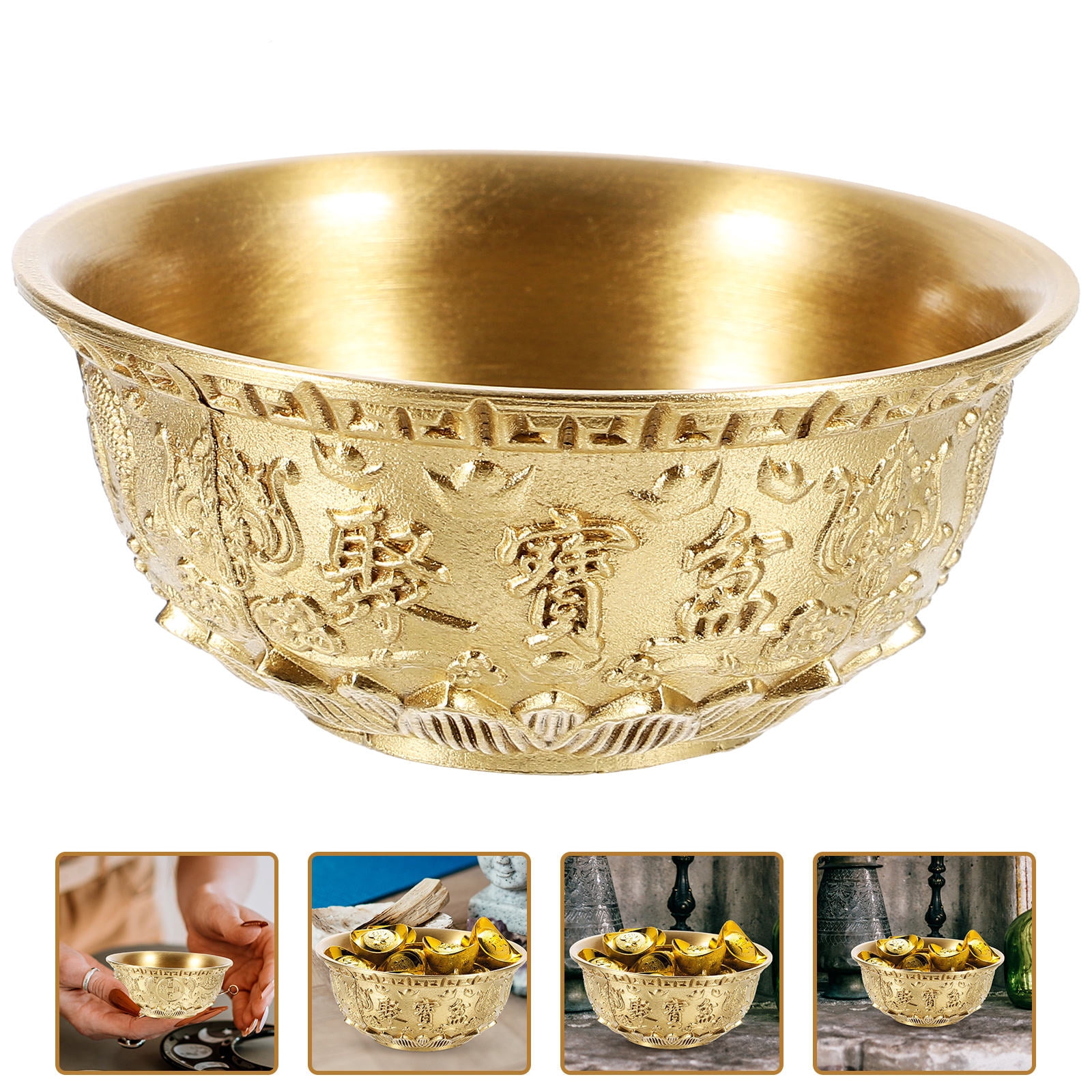 FUTUREORYY Round Classic Cornucopia Bowl Golden Brass For Desktop ...