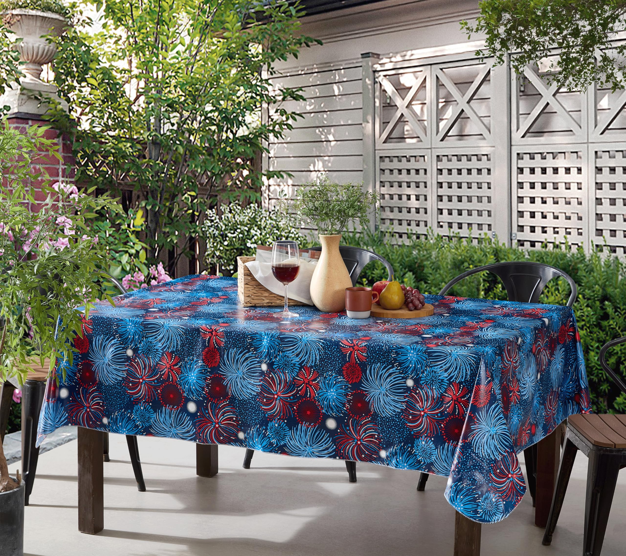 Newbridge Fireworks Celebration 52 x 52 Inch Square Vinyl Tablecloth ...
