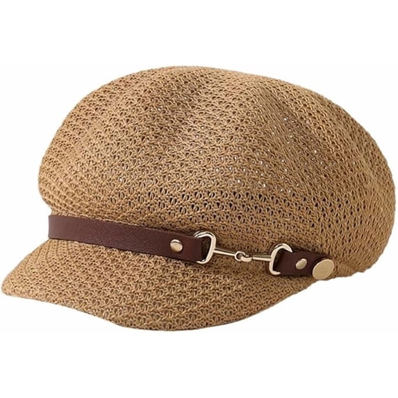 Summer Newsboy Hats for Women Newsboy Cap Woven Straw Hat Breathable ...