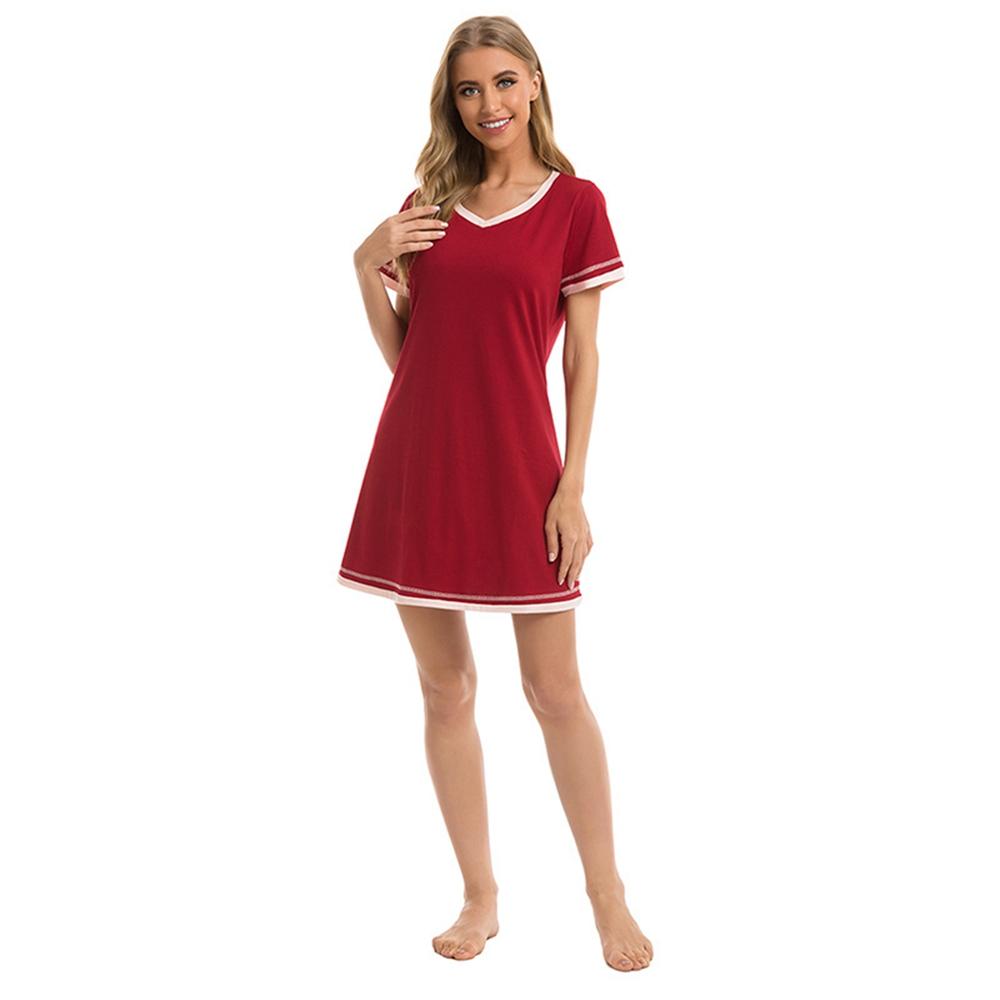 Summer Nightgowns for Womens Short Sleeve Nightdress V Neck Nightshirt ...