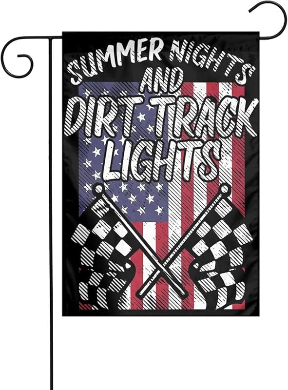 Summer Nights Dirt Track Lights Flag Motocross Racing Welcome Garden ...