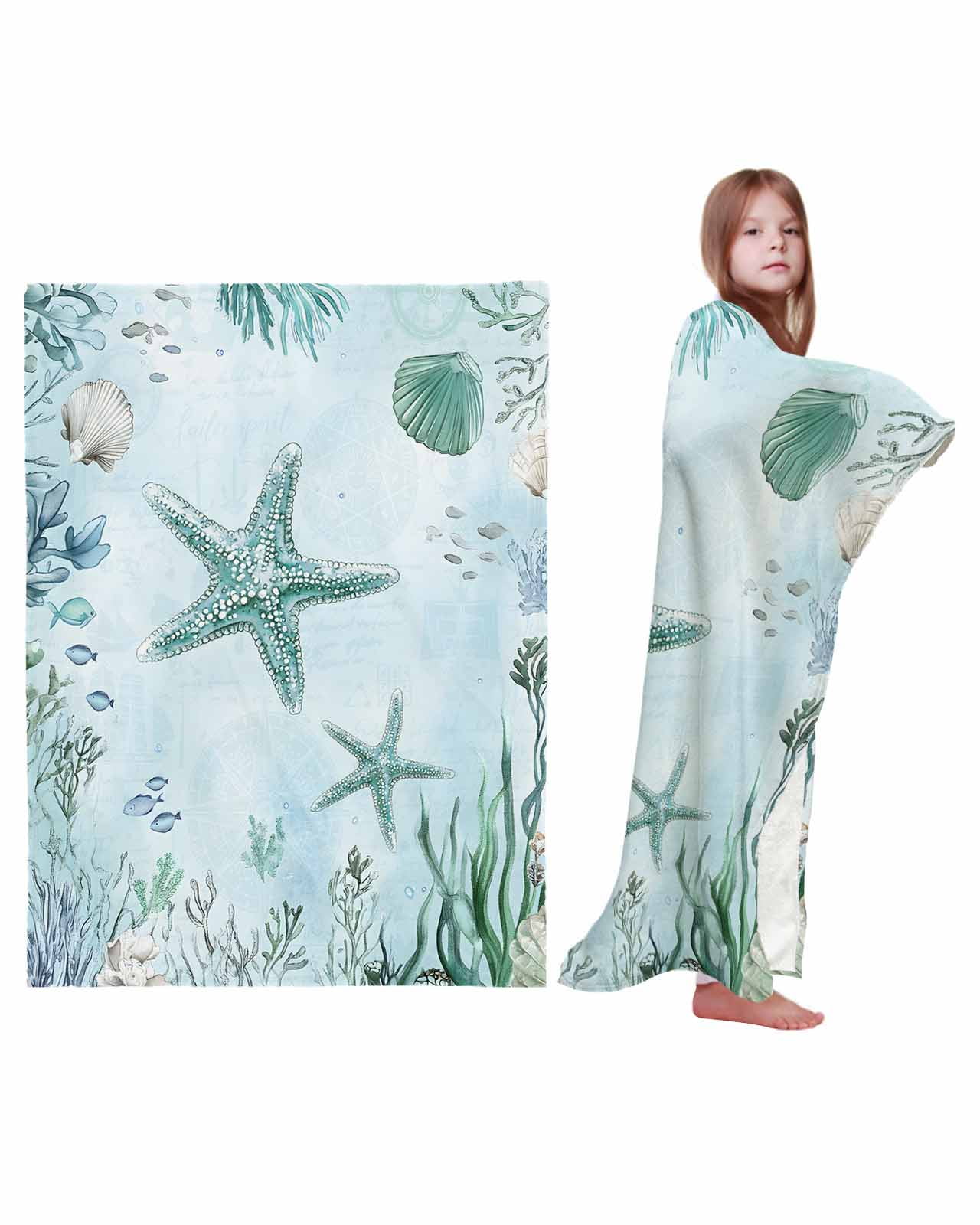 Summer Ocean Baby Blankets for Girls/Boys, Coastal Starfish Shell Coral ...