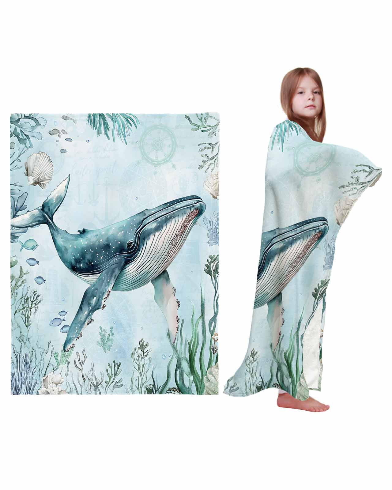 Summer Ocean Baby Blankets for Girls/Boys, Coastal Whale Coral Shell ...
