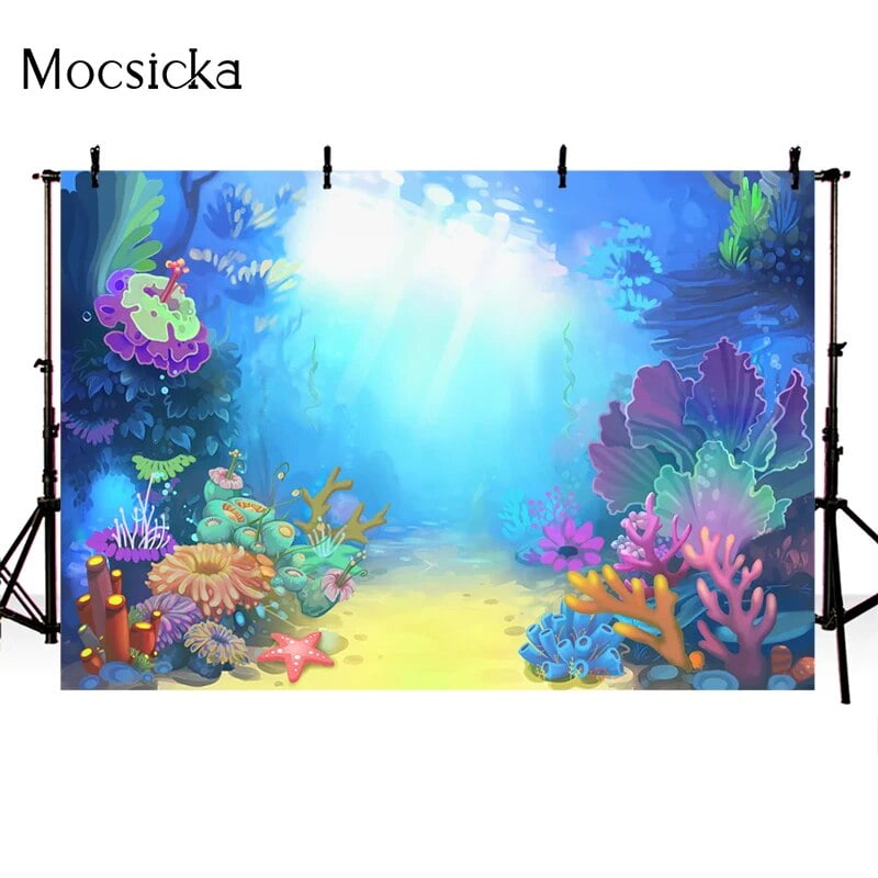 Summer Ocean Backdrop Beach Sea Palm Tree Party Decoration Children ...