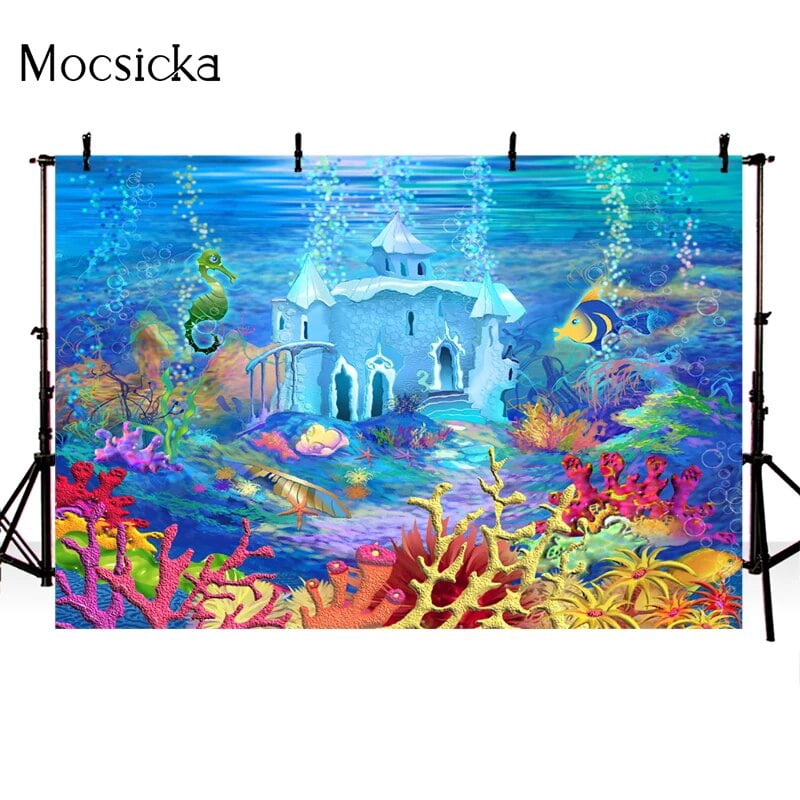 Summer Ocean Backdrop Beach Sea Palm Tree Party Decoration Children ...