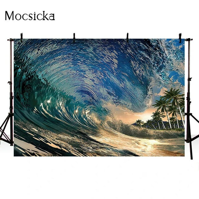 Summer Ocean Backdrop Beach Sea Palm Tree Party Decoration Children ...