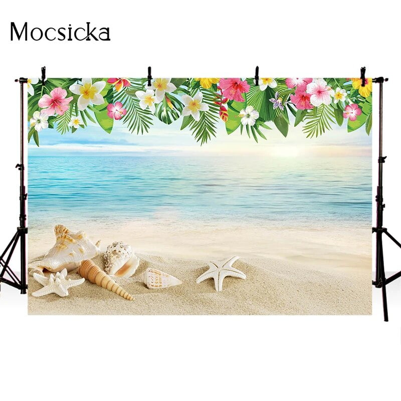 Summer Ocean Backdrop Beach Sea Palm Tree Party Decoration Children ...