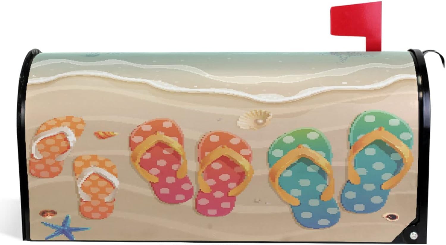 Summer Ocean Beach Mailbox Covers Magnetic Flip Flops Starfishs Mailbox ...