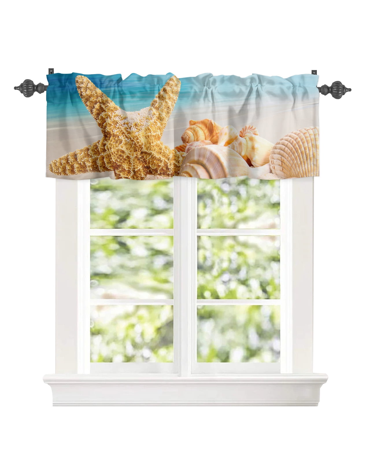 Summer Ocean Beach Sand Starfish Conch Window Treatment Panel for ...