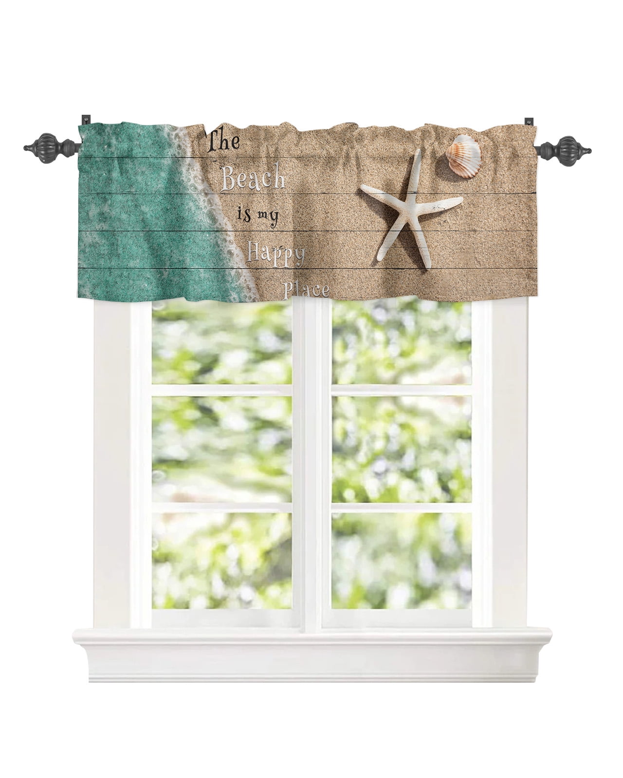 Summer Ocean Beach Starfish Shell Window Treatment Panel for Living ...