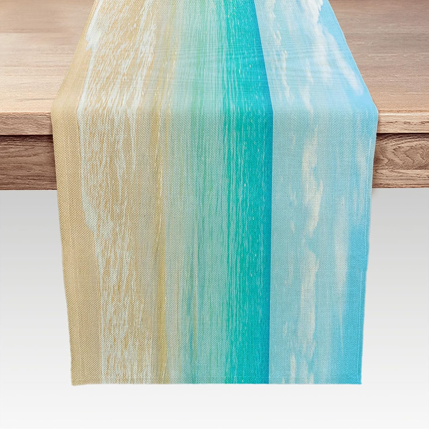 Summer Ocean Beach Table Runner, Blue Tropical Sea Water for Family ...