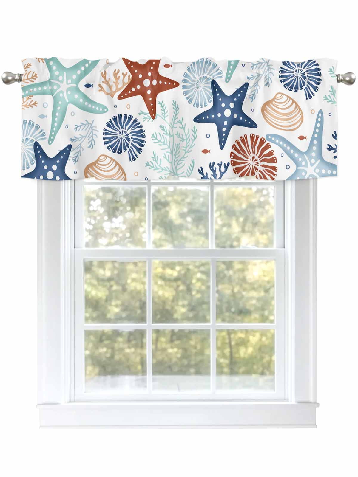 Summer Ocean Coastal Curtain Valances for Window, Farmhouse Window ...