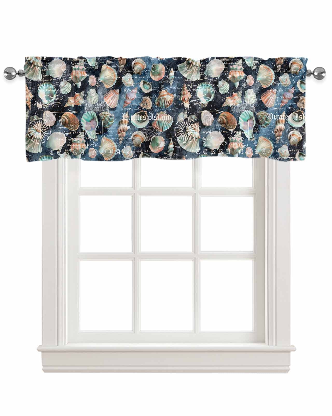 Summer Ocean Linen Curtain Valance for Bedroom/Bathroom/Kitchen/Office ...