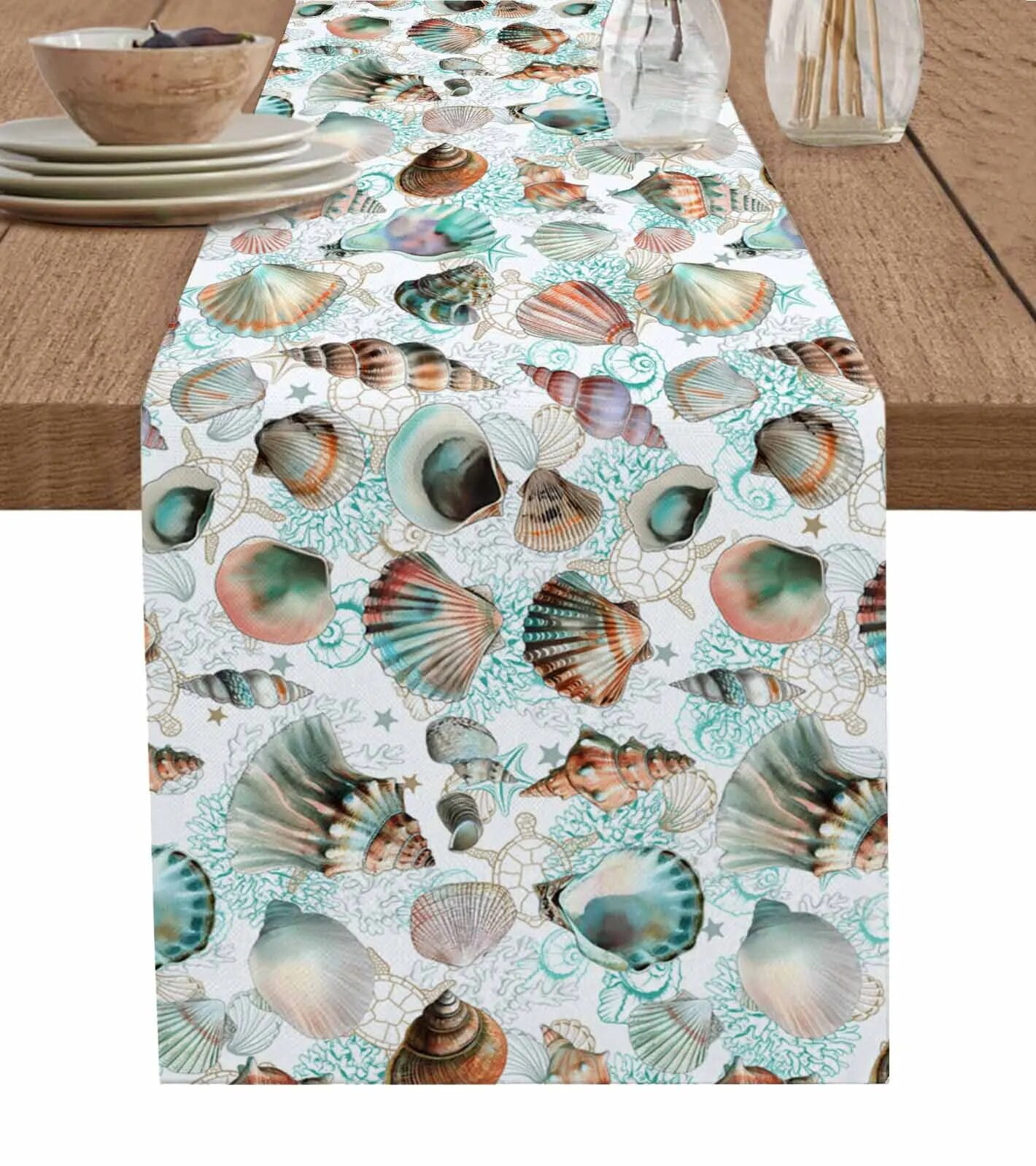 Summer Ocean Shells Table Runner Wedding r Table Runner Home Dining ...