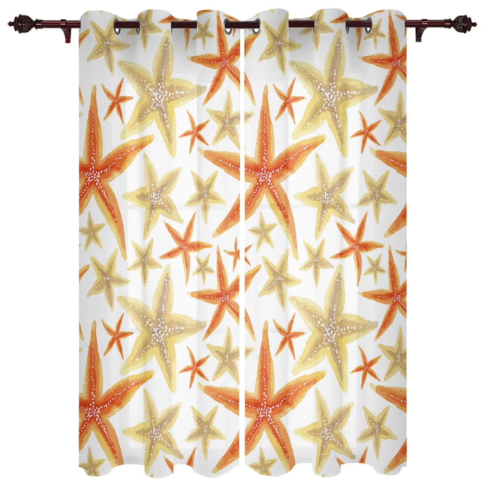 Summer Ocean Starfish Curtains for Living Room Luxury Bedroom Window ...