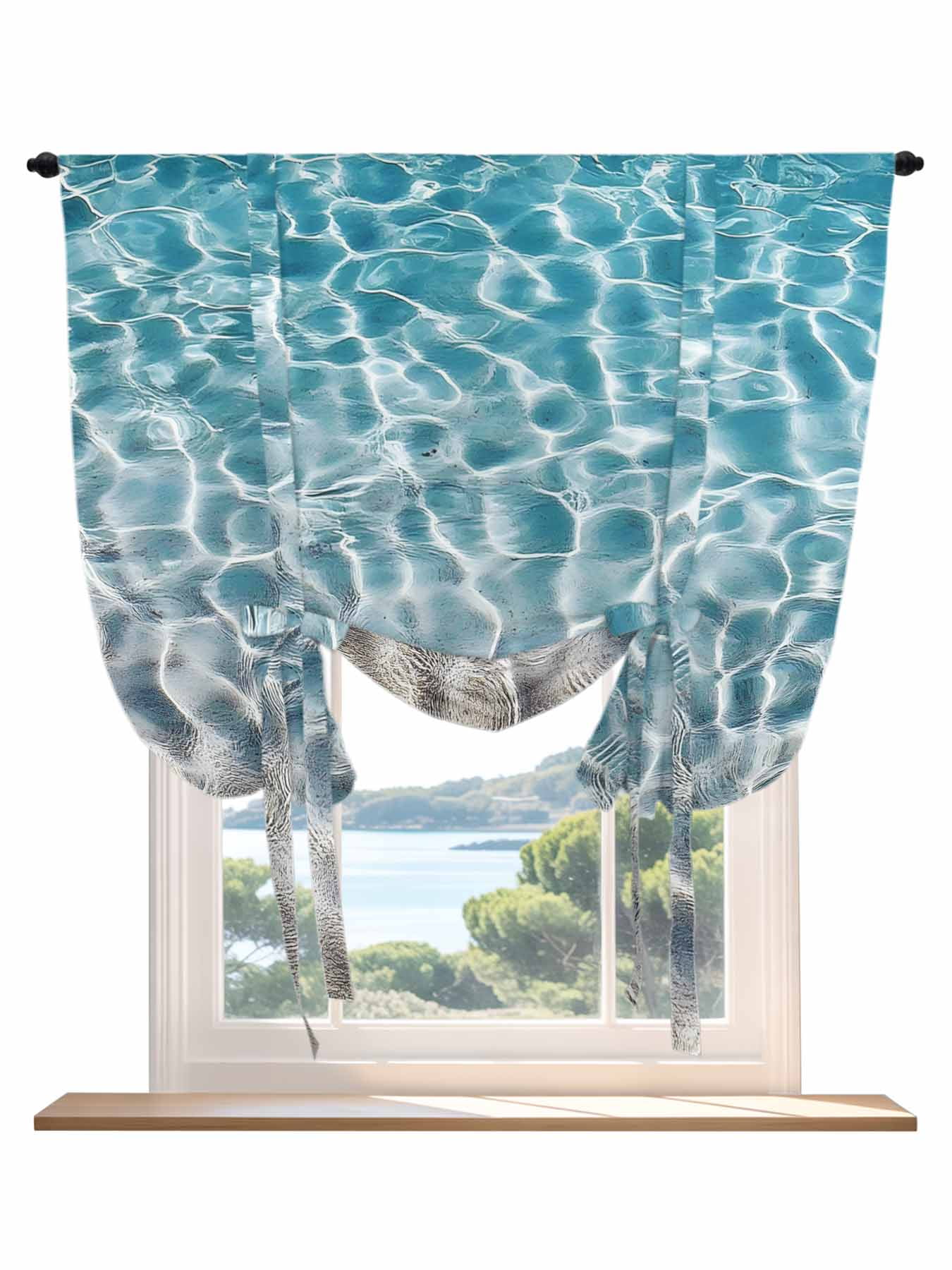 Summer Ocean Tie Up Curtains for Windows 63 Inch Length Balloon ...