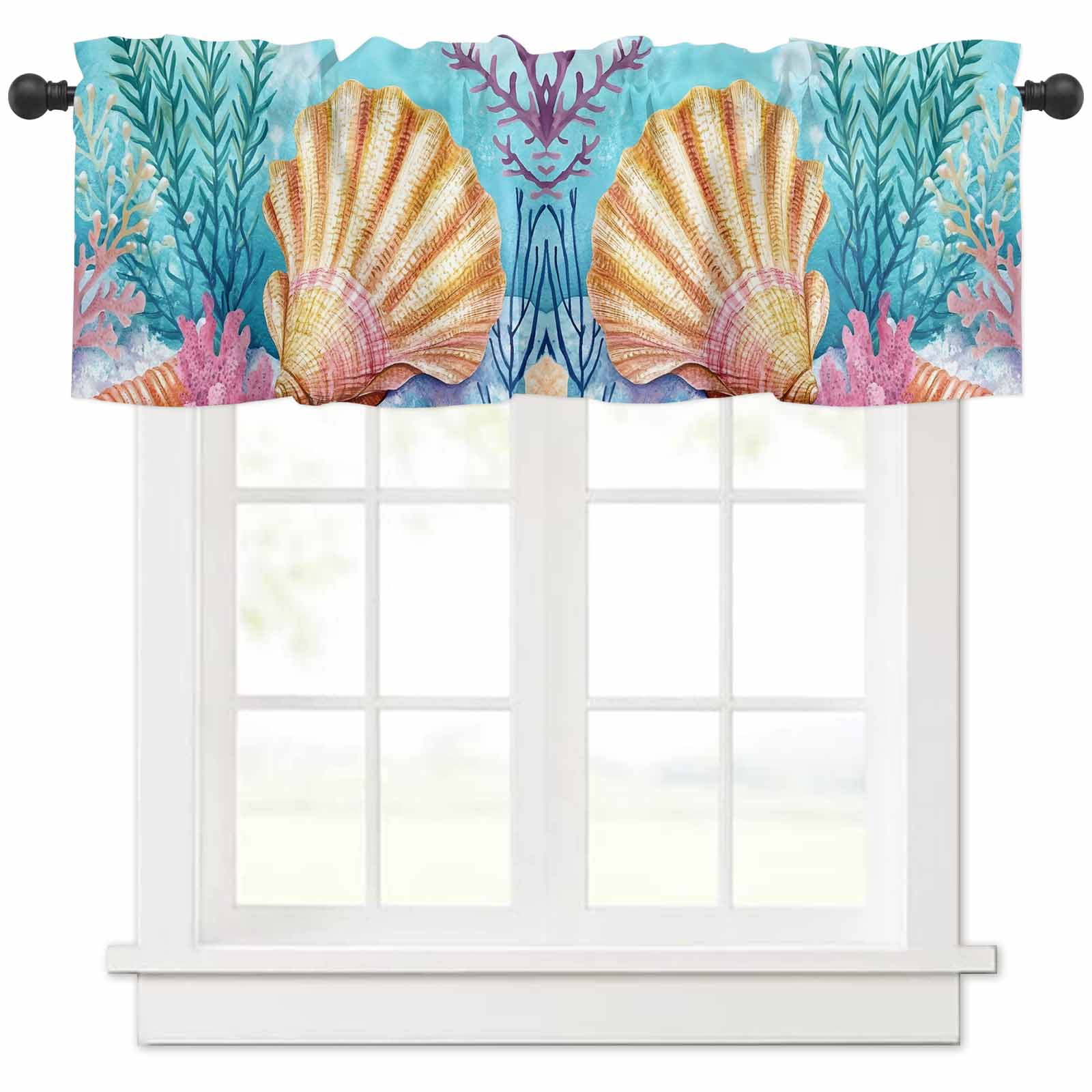 Summer Ocean Valances for Windows Farmhouse Kitchen Curtains Valances ...