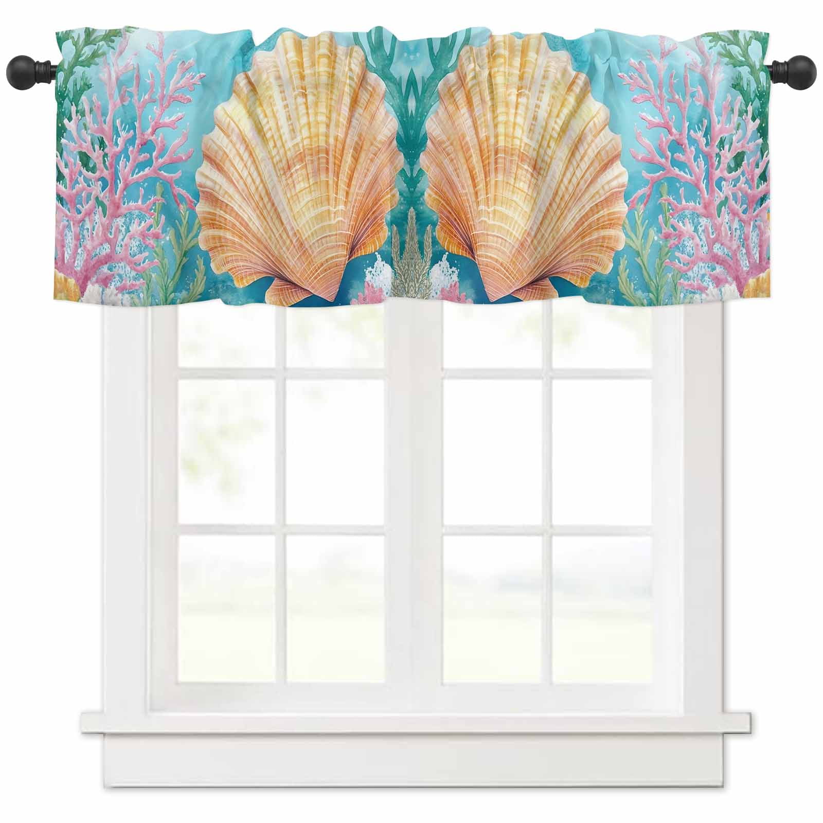 Summer Ocean Valances for Windows Farmhouse Kitchen Curtains Valances ...