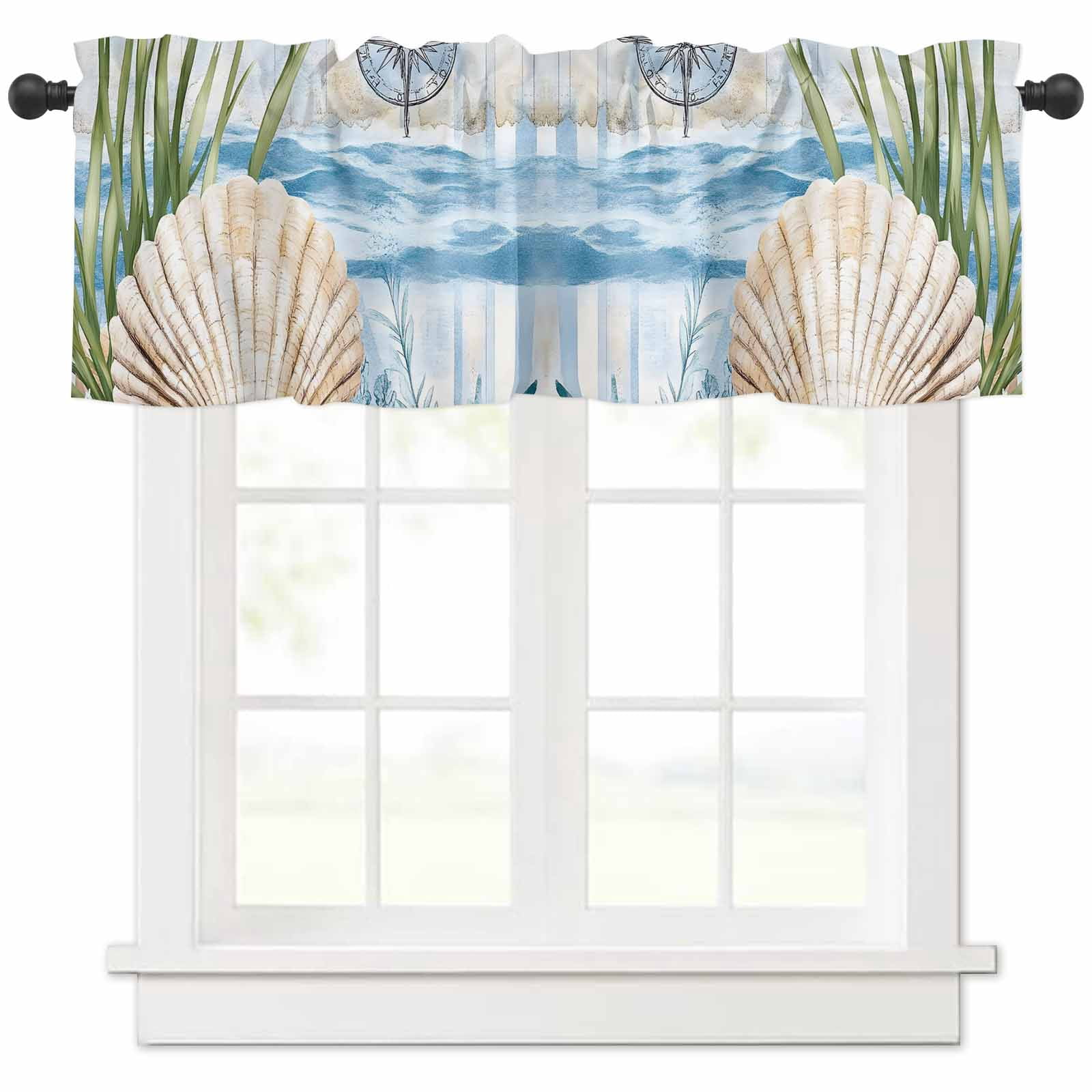 Summer Ocean Valances for Windows Farmhouse Kitchen Curtains Valances ...