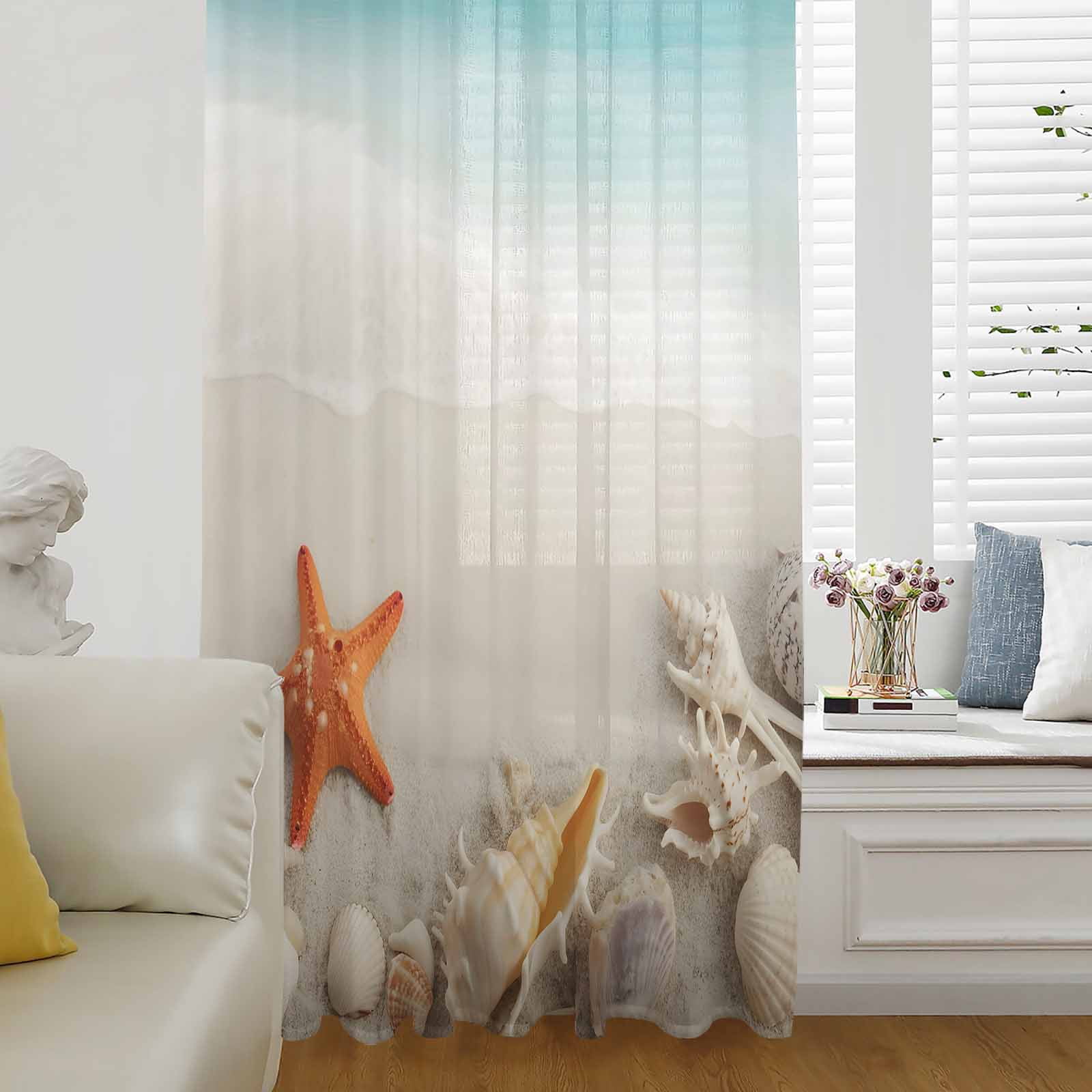 Summer Oceans Beaches Semi Sheer Curtains Drapes for Living Room ...