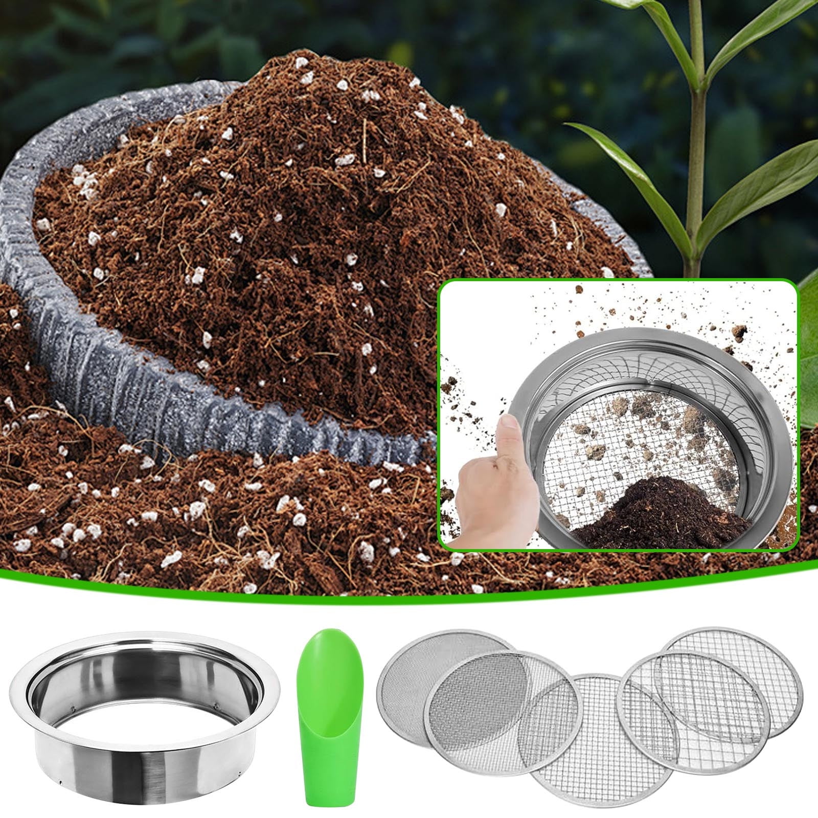 Summer Offers,Garden Sieve Sifter with 5 Interchangeable Mesh Screens ...