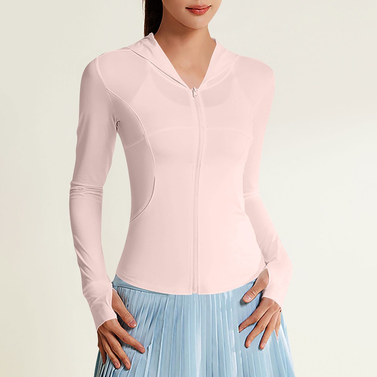 Summer Offers,Women's Solid Color Long Sleeve Sunscreen Coat, Thumb ...