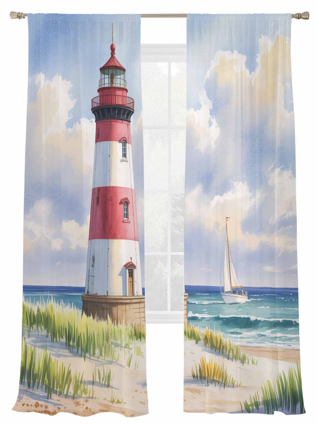 Summer Oil Painting Texture Sheer Curtains for Living Room Bedroom ...