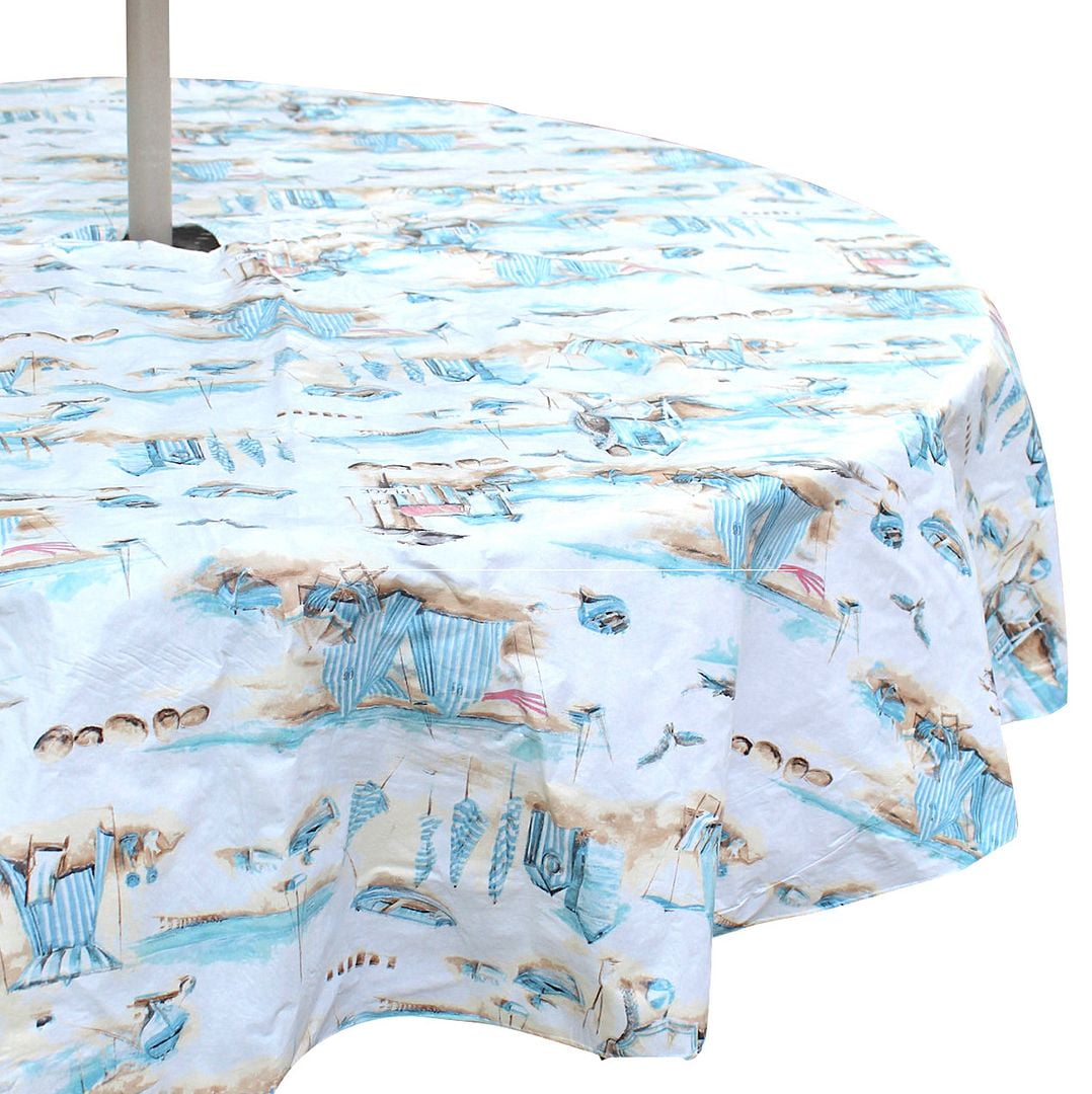 Summer Old Fashion Seaside Villas Coastal Vinyl Tablecloths: Patio ...
