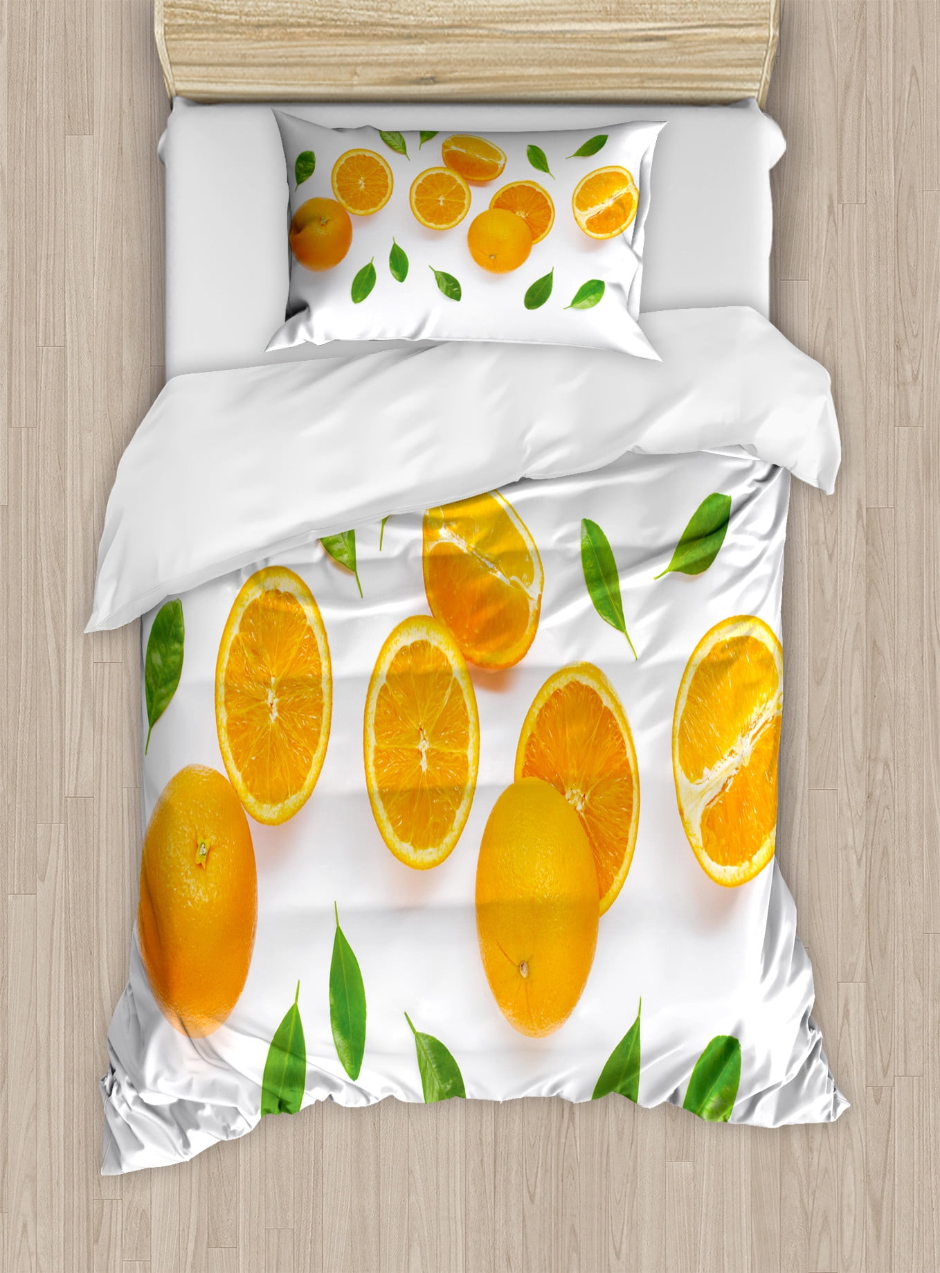 Summer Orange Duvet Cover Set, Hand Picked Fresh Fruits Ripe Ready to ...