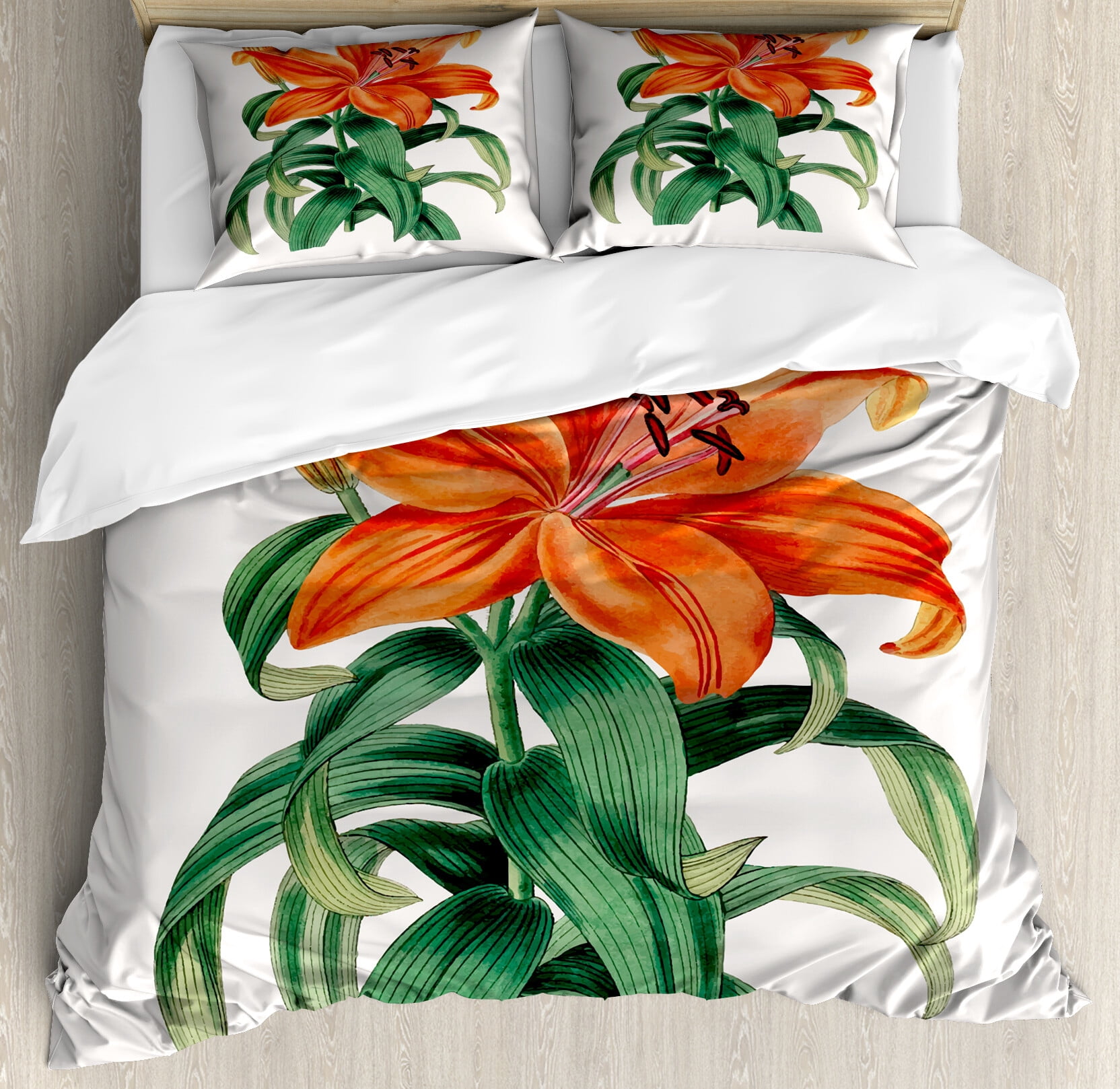 Summer Orange Duvet Cover Set, Tropical Thunberg's Lily Lilium ...