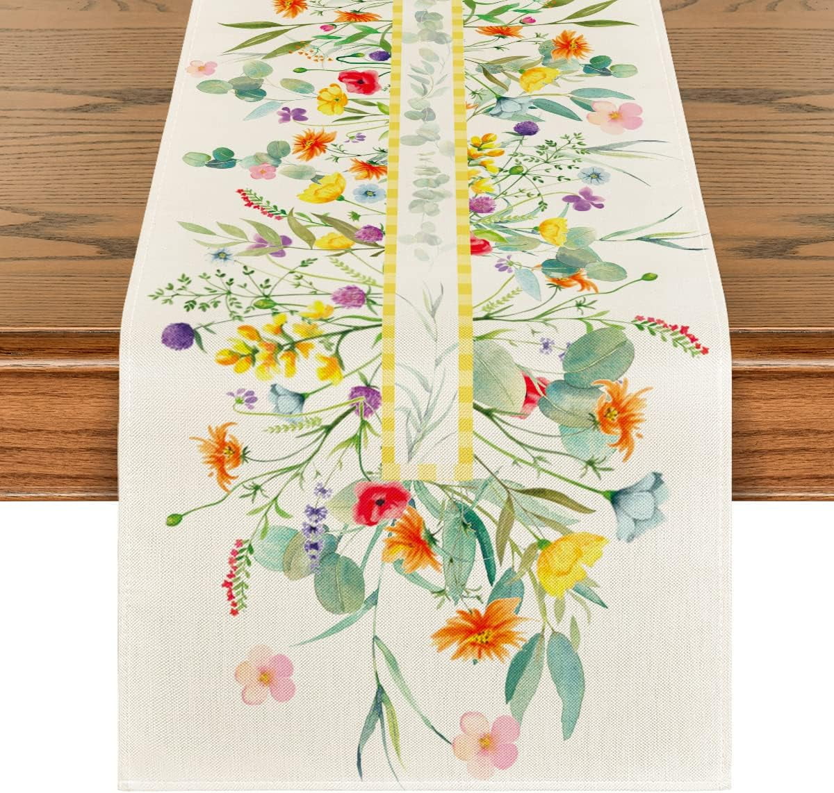 Summer Orange Flower Linen Table Runners Seasonal Spring Floral Dresser ...