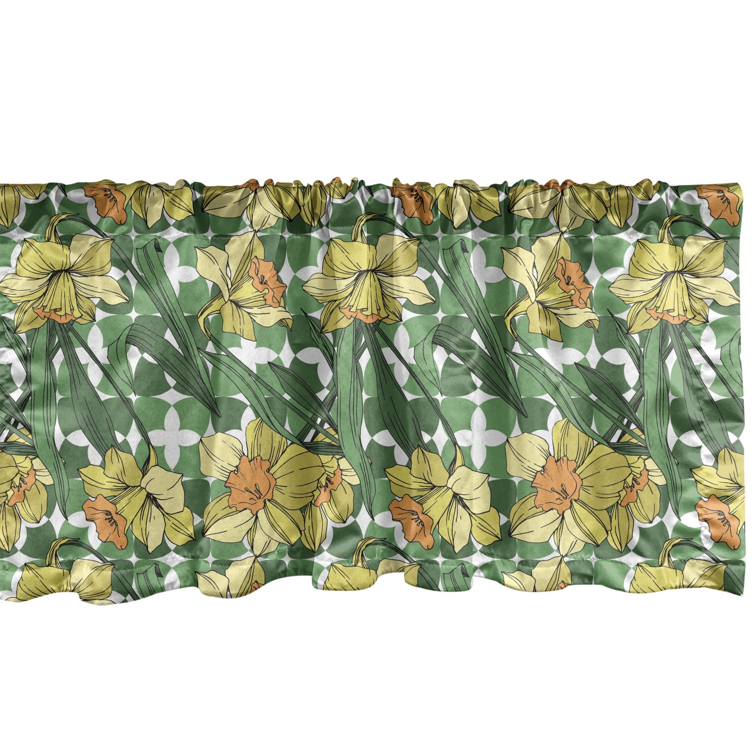 Ambesonne Summer Orange Valance Pack of 2, Narcissus Flowers, 54"X12 ...