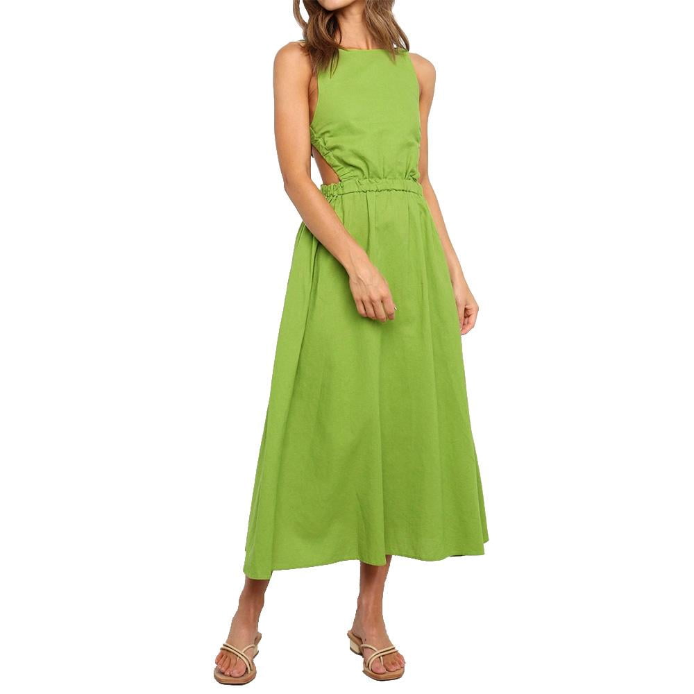 Summer Other Midi Jumper Dress polyester Sleeveless Casual Women ...