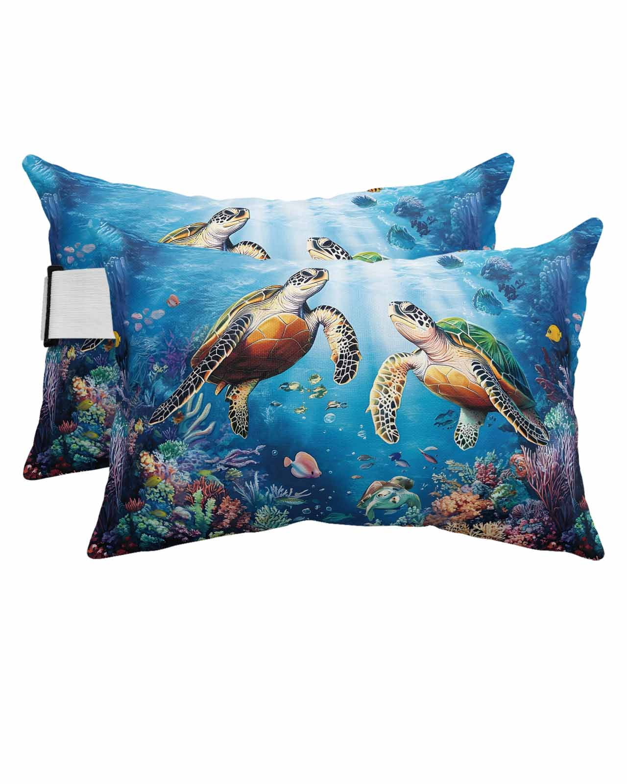 Summer Outdoor Head Resting Pillows with Insert Ocean Tropical Fishes ...