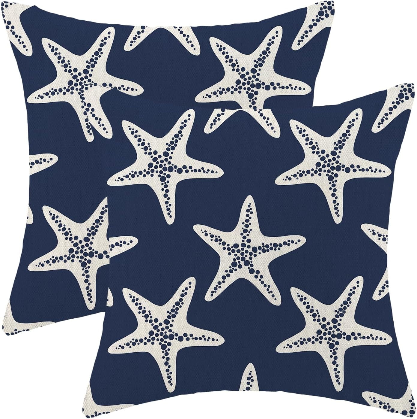 Summer Outdoor Pillow Covers 16x16 Inch Set of 2 Navy Blue Starfish ...