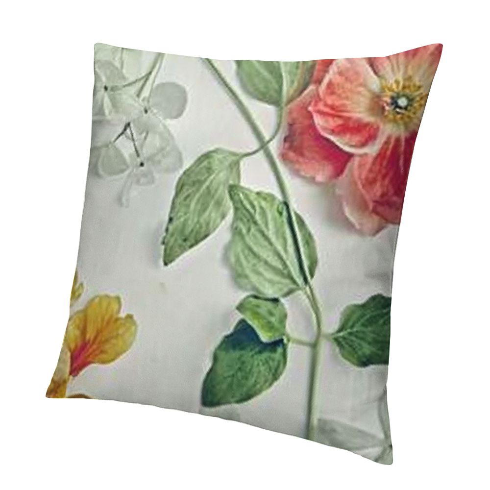 Summer Outdoor Pillow Covers Waterproof Hydrangea and Lotus Floral ...