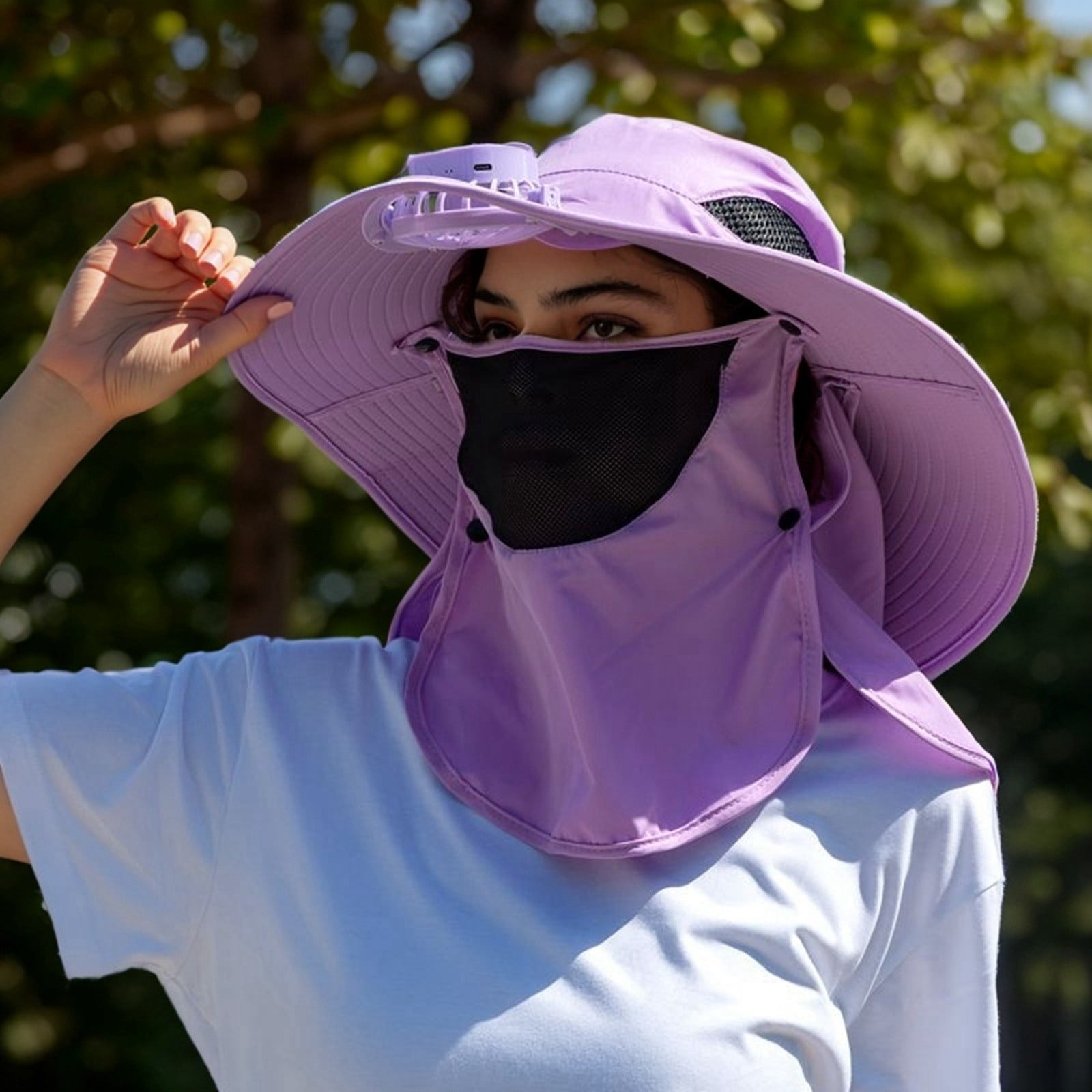 Summer Outdoor Sun Hats with Ventilated Fan and Drawstring for Leisure ...