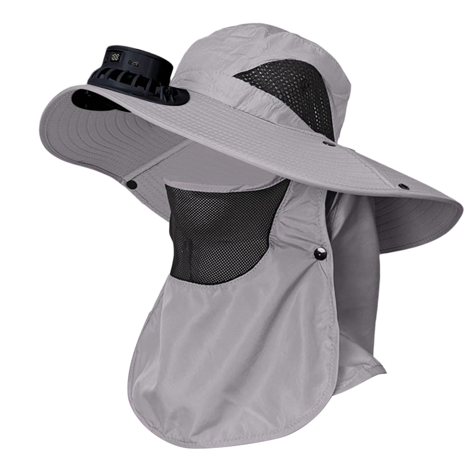 Summer Outdoor Sun Hats With Ventilated Fan And Drawstring For Leisure ...