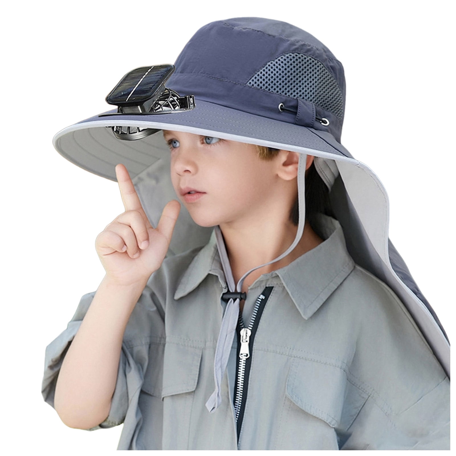 Summer Outdoor Wide Brim Sun Hat with 1 Solar Fan, Sun Bucket Hat for ...