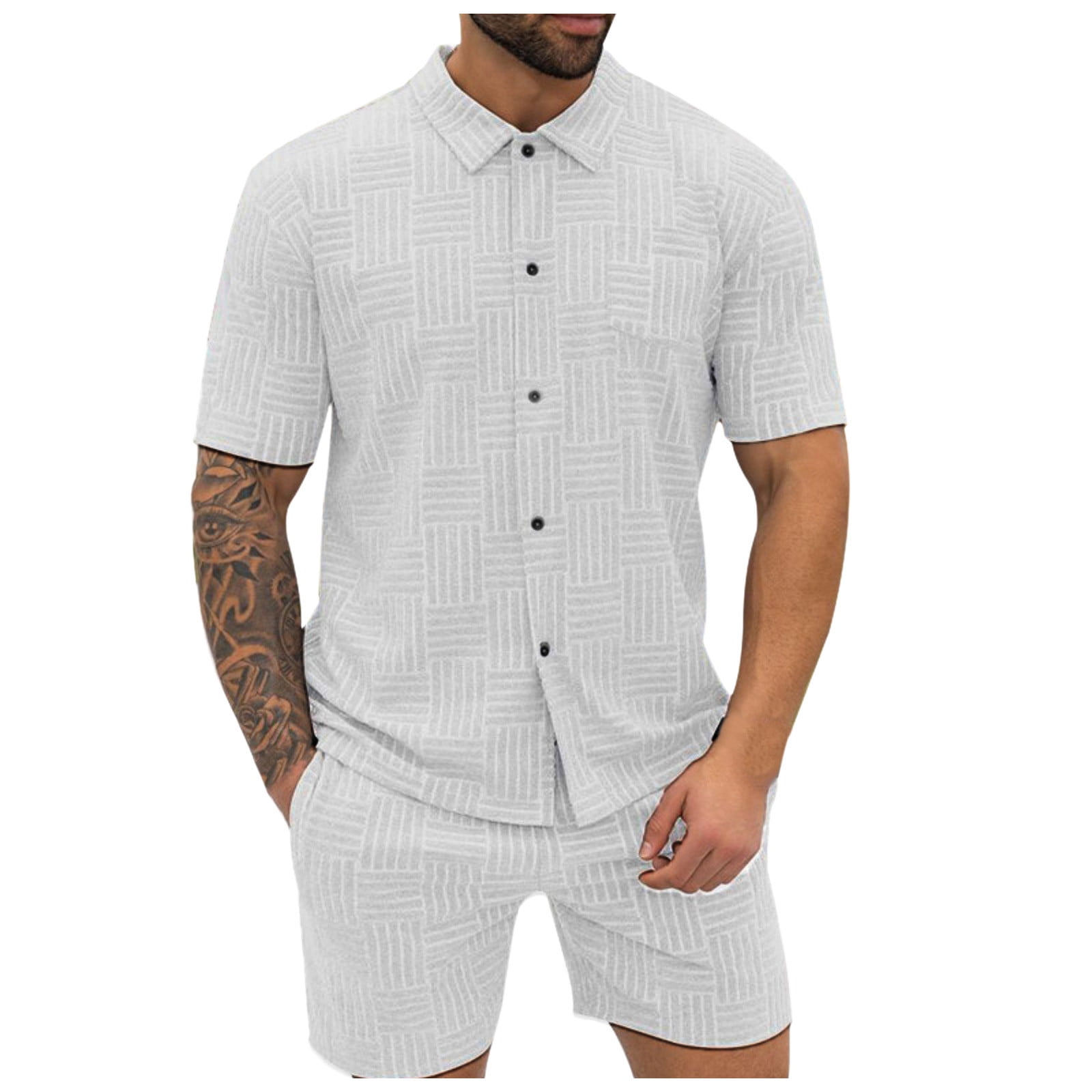 Summer Outfits for Men 2025 Vintage Polo Shirts Bottom Shorts Slim Fit Sportwear Walking Sets ...