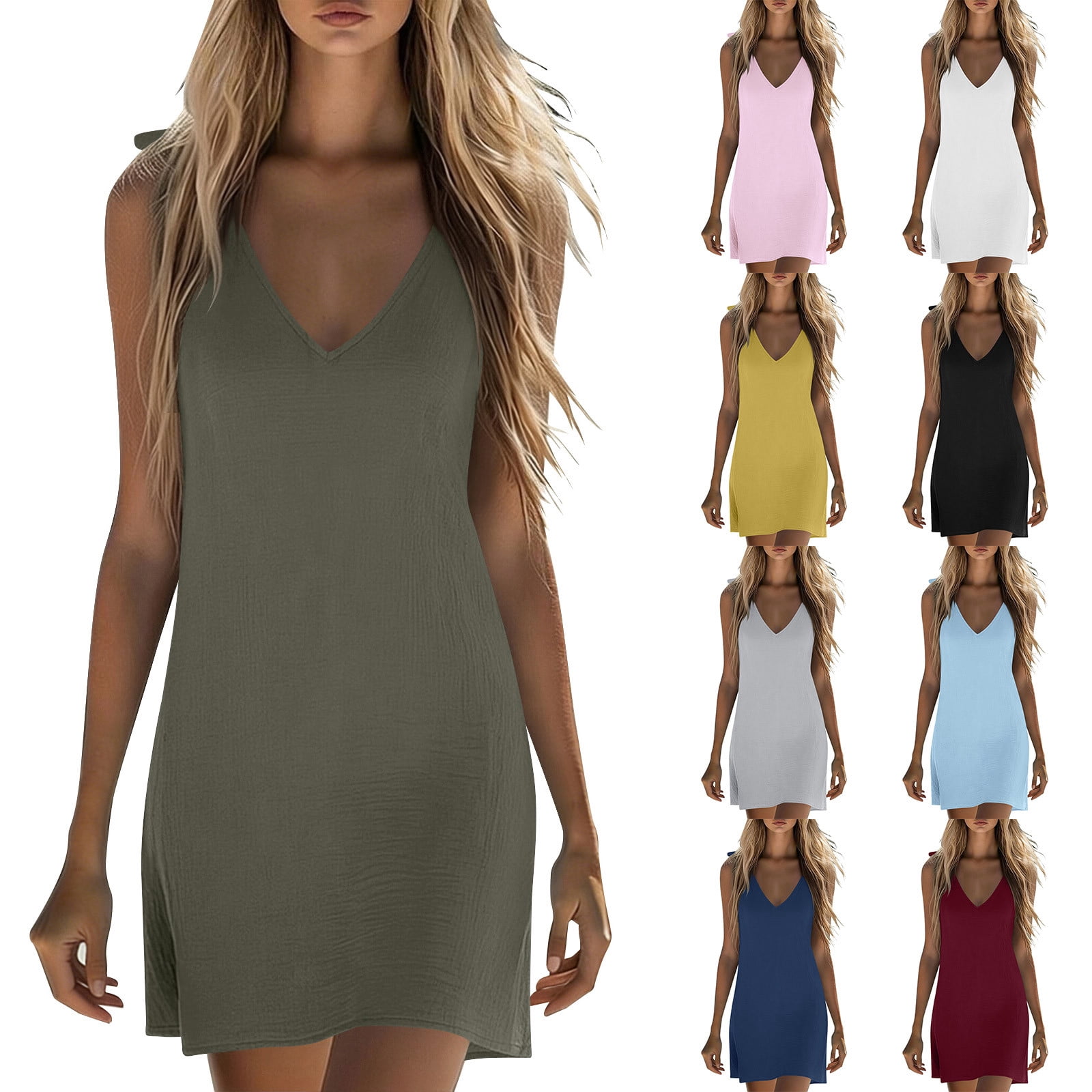 Summer Outfits for Women 2026 Women's Solid Color Casual V-Neck Loose ...