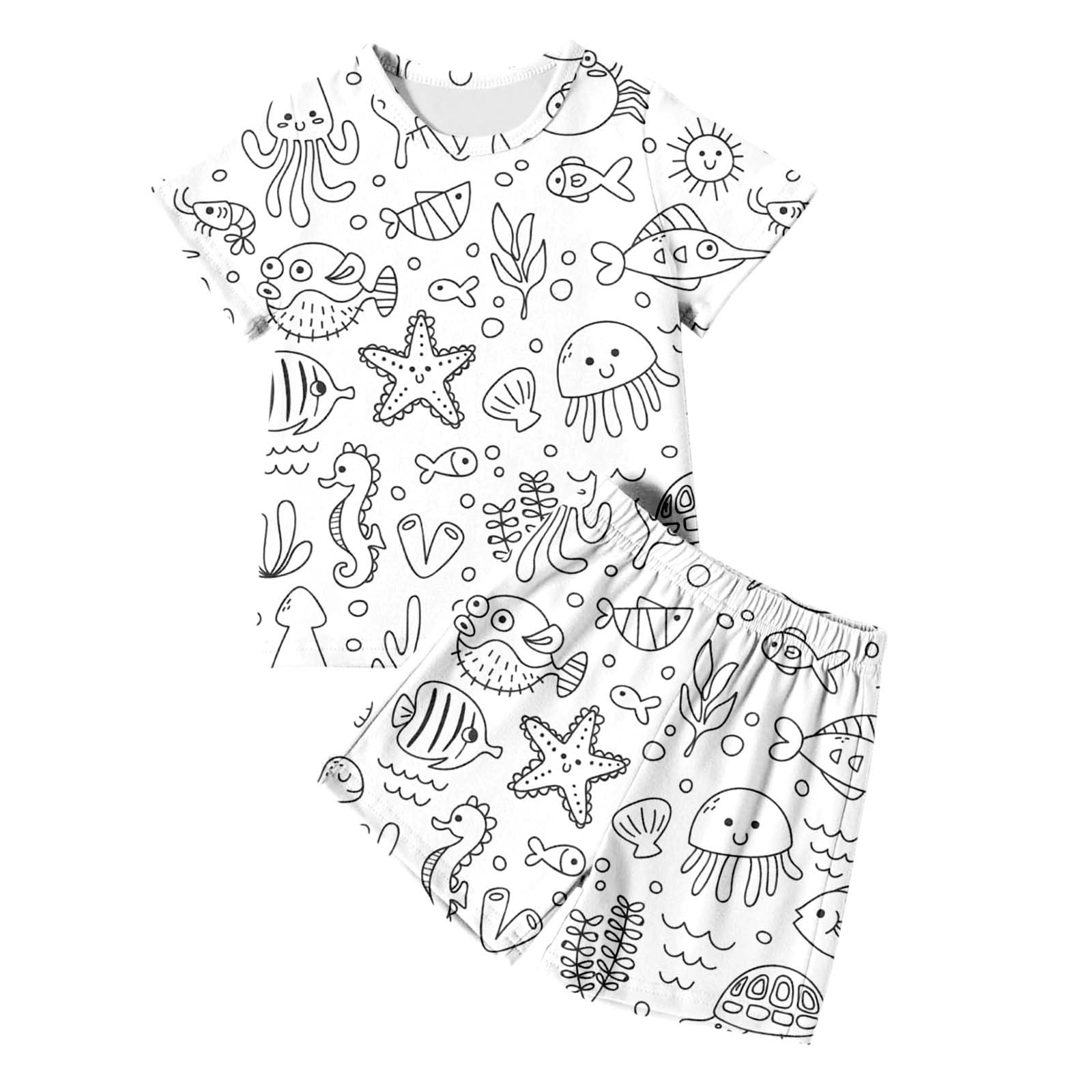 Summer Pajamas For Kids 7-8 Years Colorable DIY Sleepwear Toddler ...