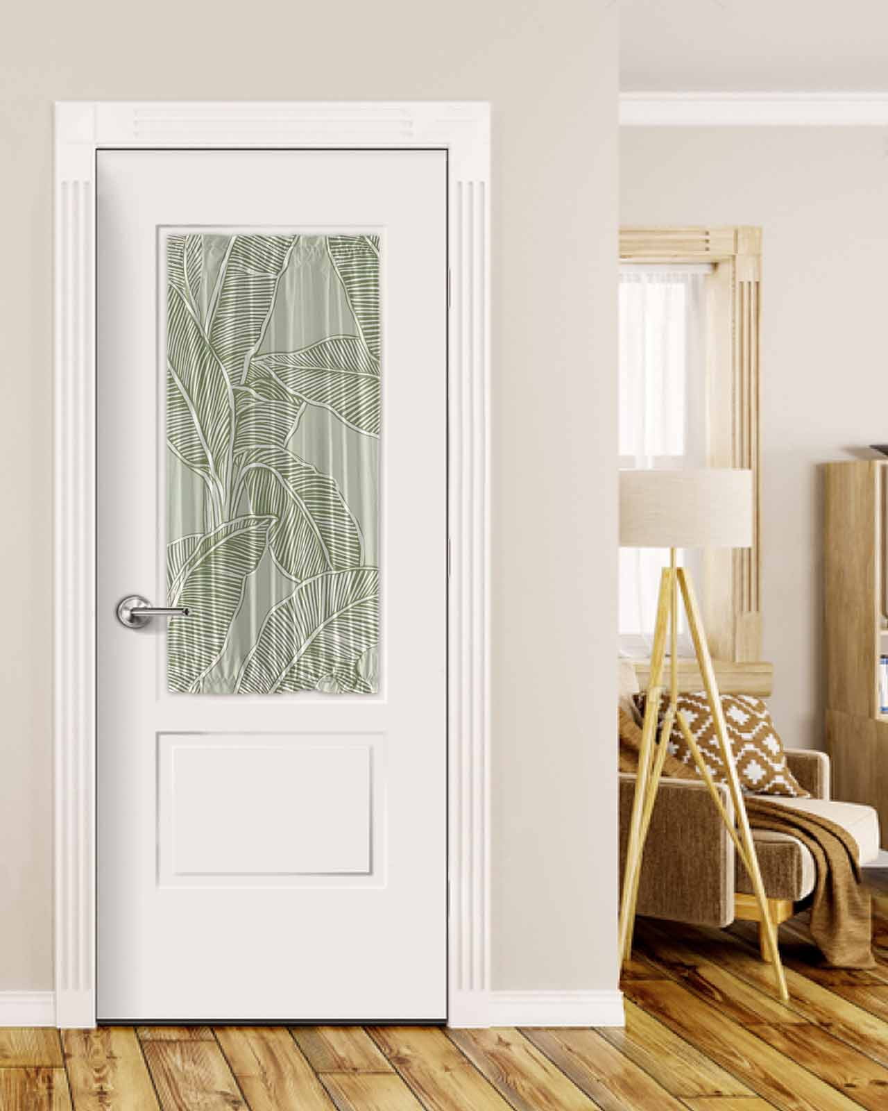 Summer Palm Leaf Blackout Door Curtains for French, Glass,Front, Back ...
