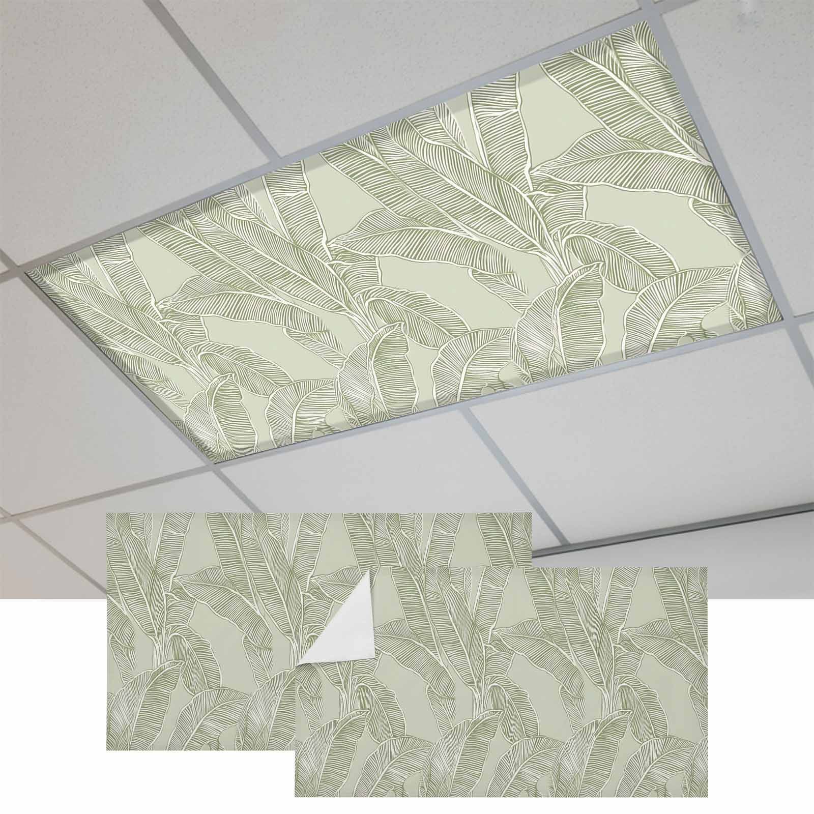 Summer Palm Leaf Magnetic Fluorescent Light Covers for Ceiling Lights ...