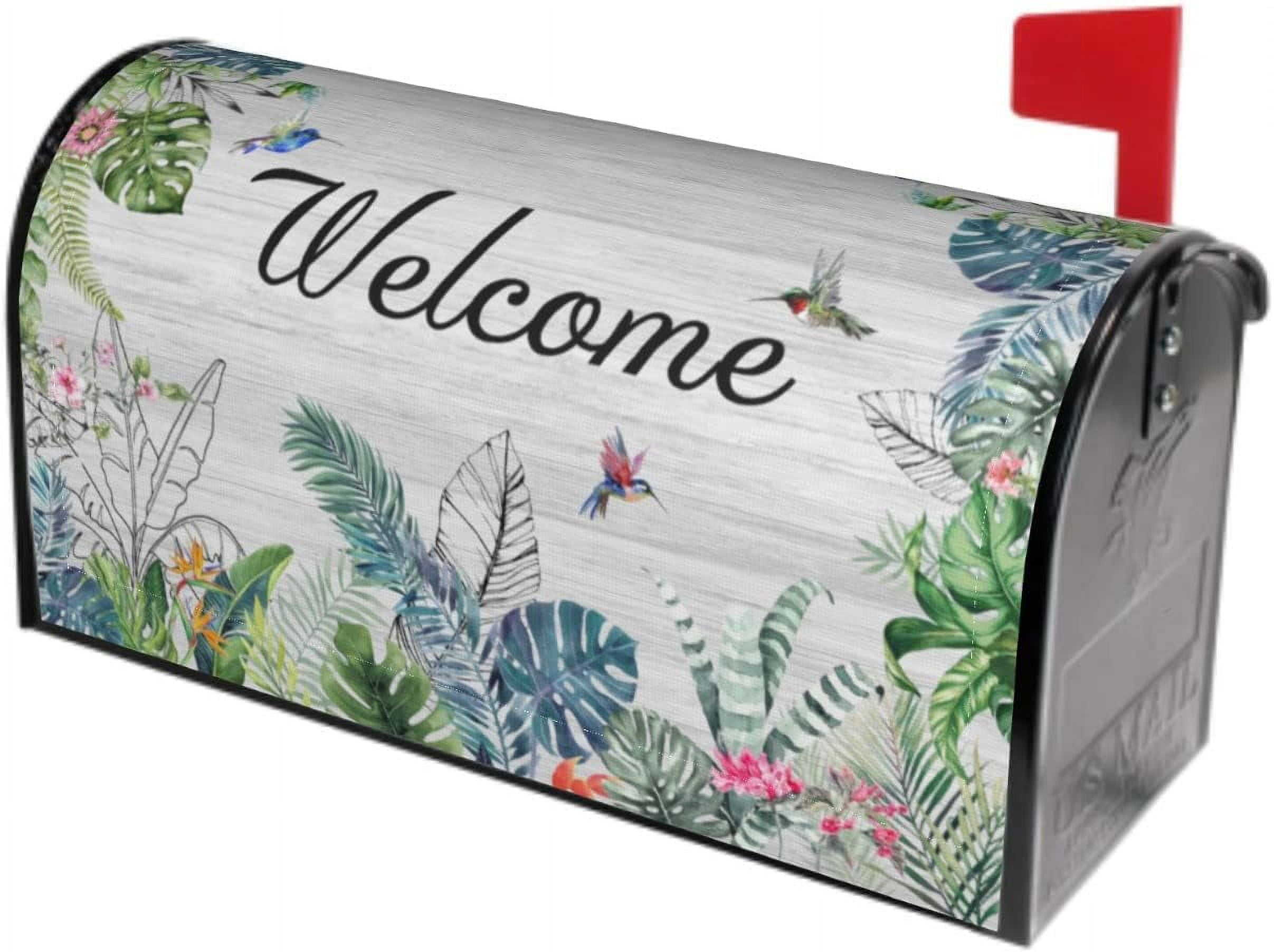 Summer Palm Leaf Mailbox Covers Tropical Hawaiian Floral Hummingbird ...