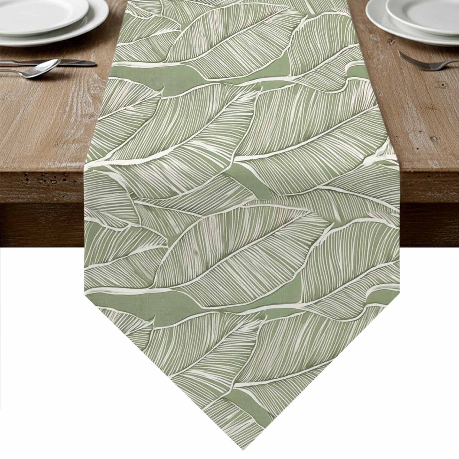 Summer Palm Leaf Table Runner Linen Burlap Table Runner 72 Inches Long ...