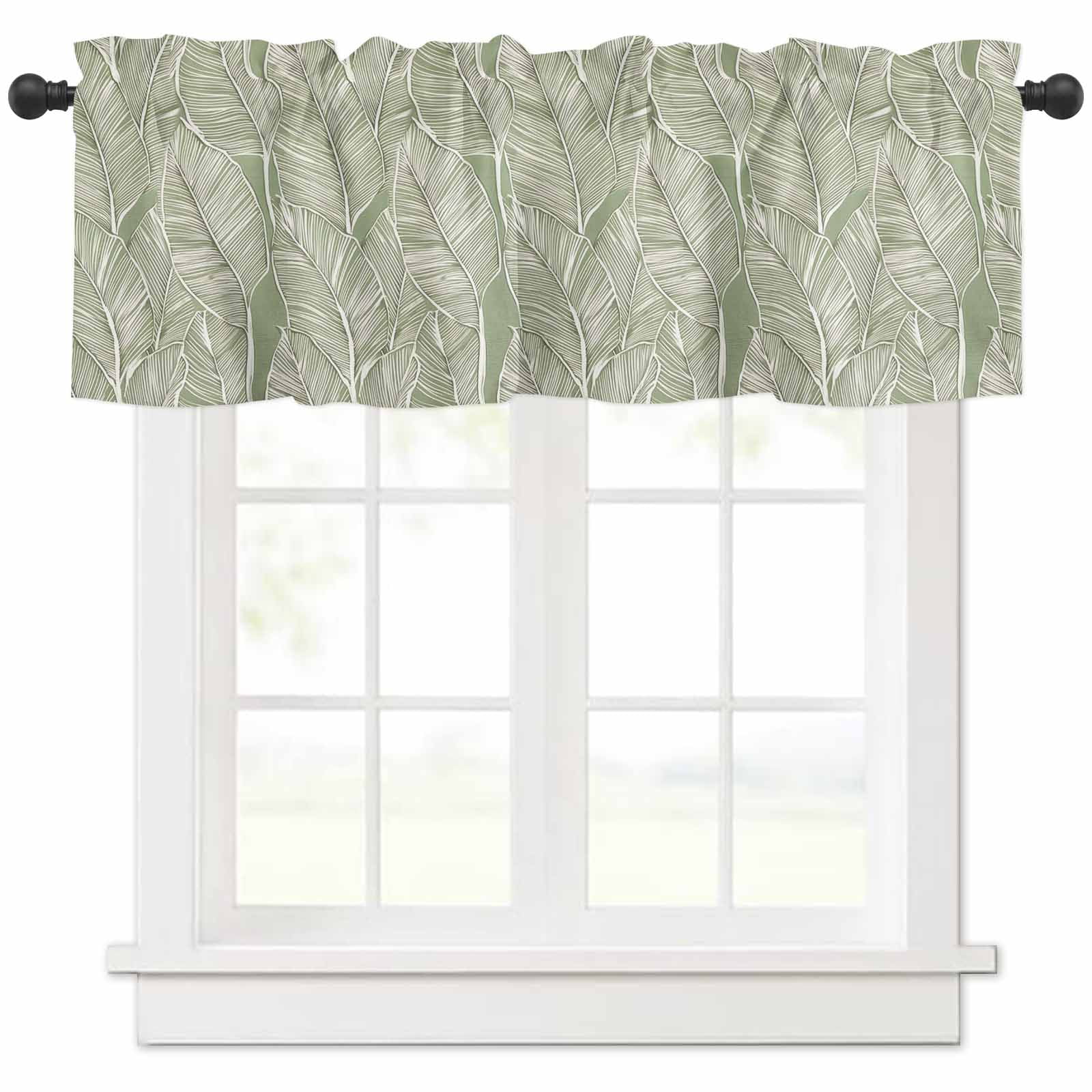 Summer Palm Leaf Valances for Windows Farmhouse Kitchen Curtains ...