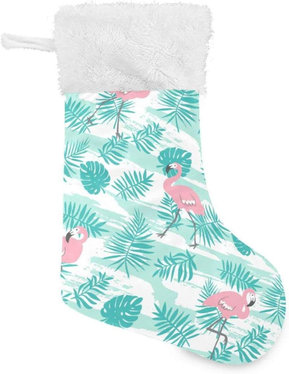 Summer Palm Leaves Flamingos Christmas Stockings, Personalized Large ...