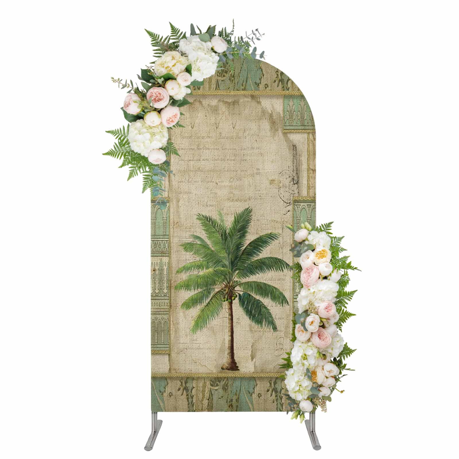 Summer Palm Tree Arch Backdrop Cover 4FT, Vintage Green Brown Tropical ...